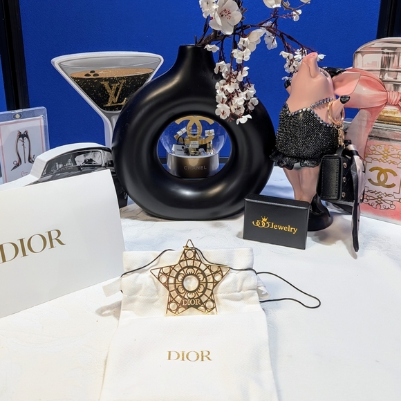 Dior | Jewelry | Dior Gold Star Vintage Charm With Black Stainless ...